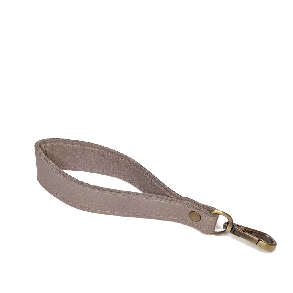 Grey leather key fob/ wrist strap - Brynn Capella, made in USA