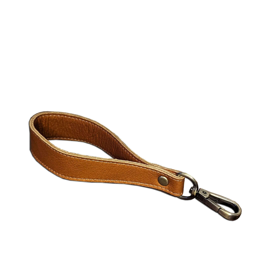 Rust Brown leather key fob/ wrist strap - Brynn Capella, made in USA