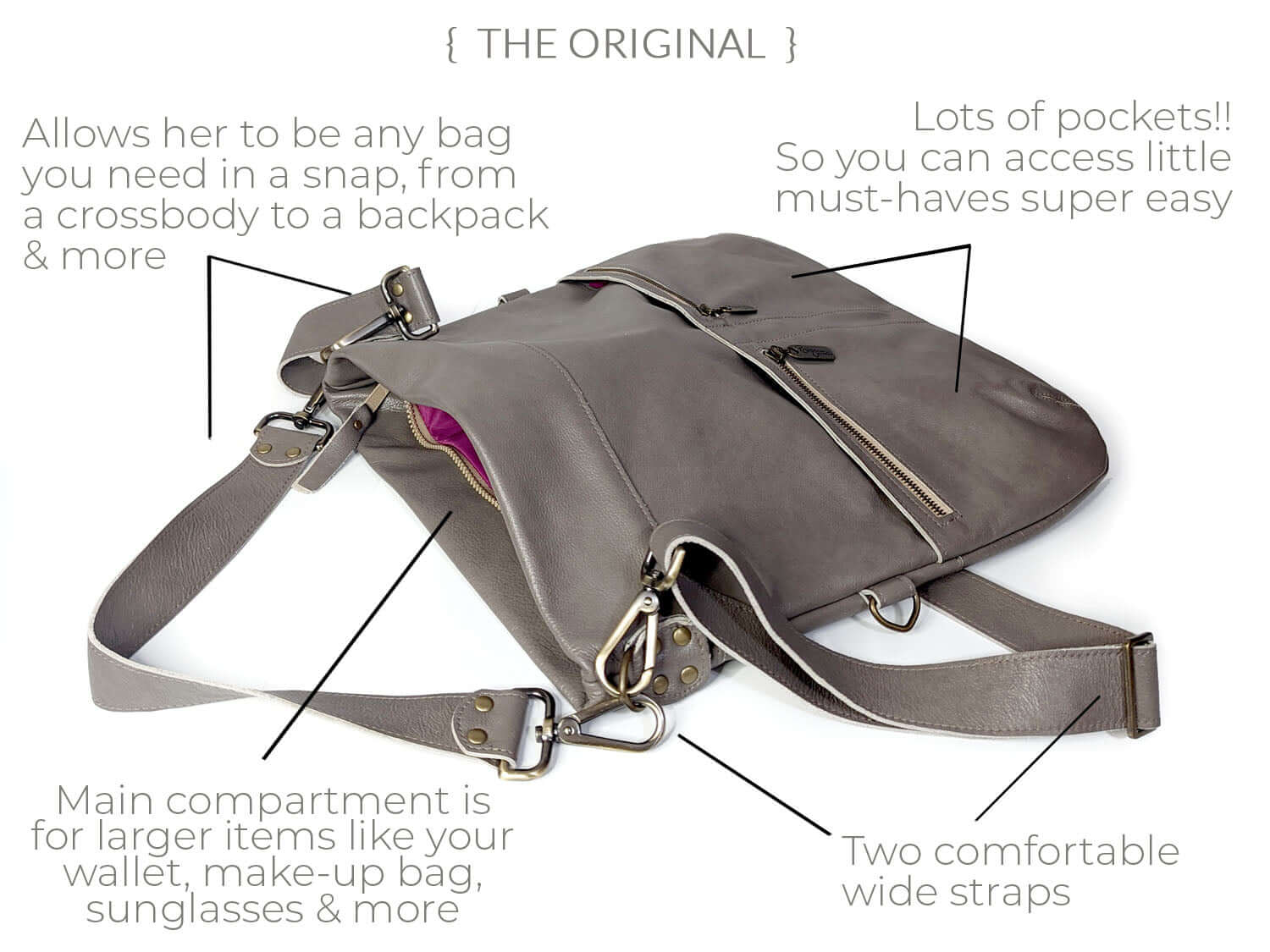 6-in-1 leather crossbody backpack - Brynn Capella, USA