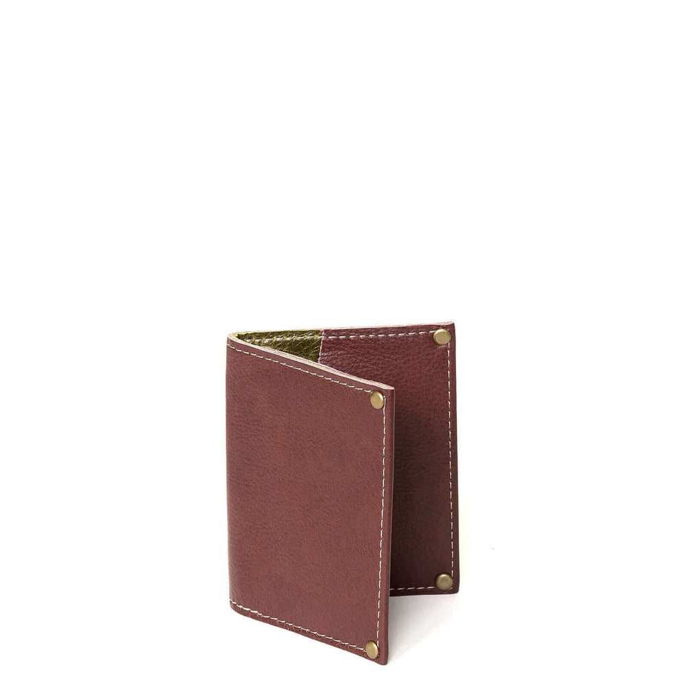 Plum Mini Leather Flap Wallet, Unisex, Made in USA